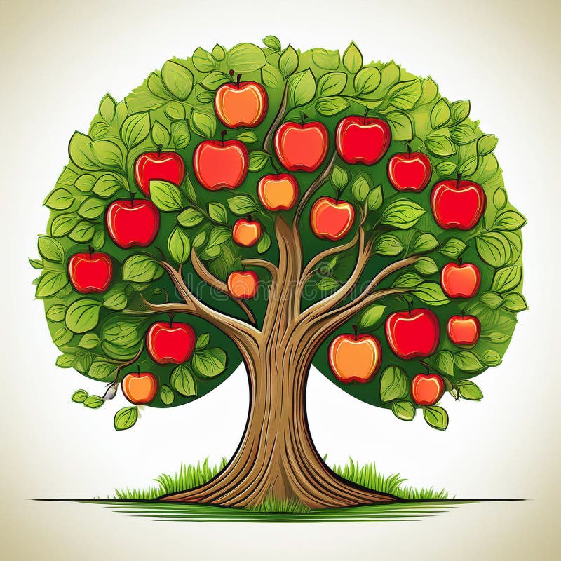Apple Tree Illustration on White Background Stock Illustration ...