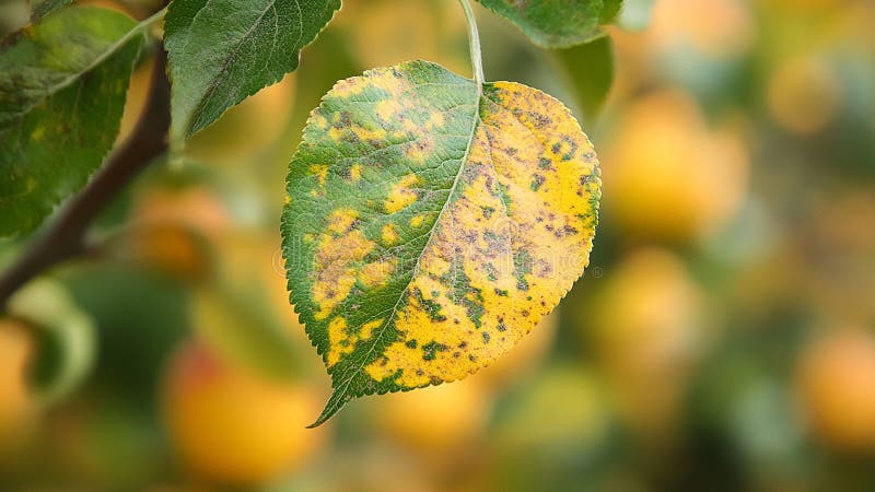 An Apple Tree Leaf Showing Yellowing and Curling from Sulfur Deficiency ...