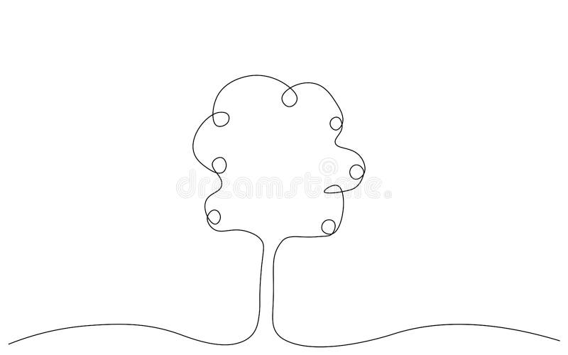 Apple Tree Silhouette One Line Drawing Vector Illustration Stock Vector ...