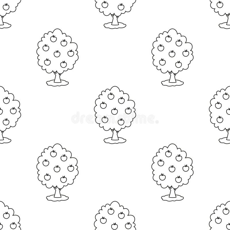 Apple Tree Seamless Pattern Stock Vector - Illustration of nature ...