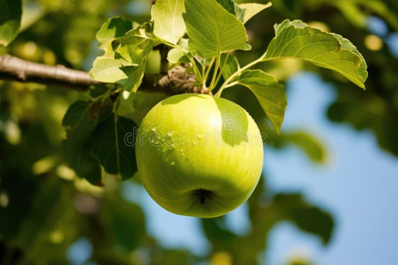 An Apple Tree Shedding Its First Apple Fruit Stock Image - Image of ...