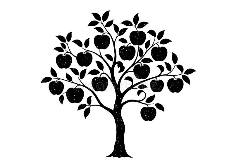 Apple tree silhouette stock vector. Illustration of foliage - 378942939
