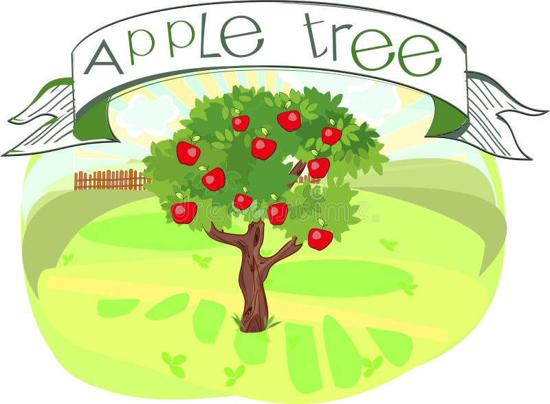 Apple tree with title stock vector. Illustration of education - 48262589