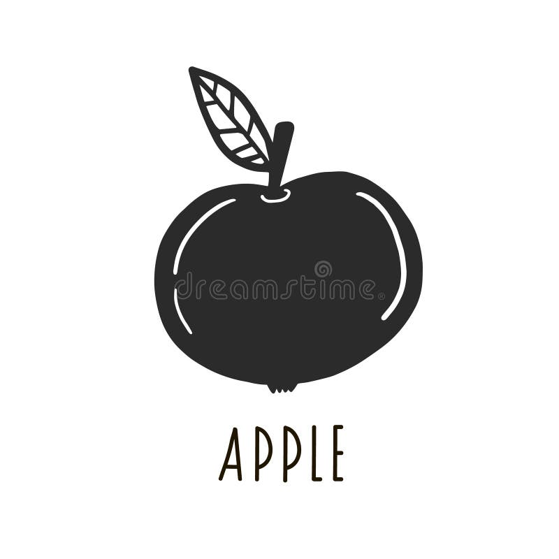 Apple. Vector Black Drawing of an Apple Stock Illustration ...