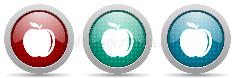 Apple Vector Icon Set, Glossy Web Buttons Collection Stock Vector ...