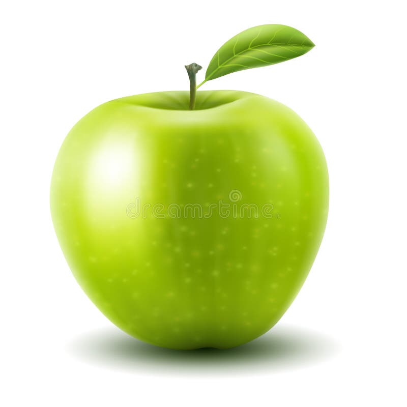 Apple. Vector Illustration of Fresh Green Apple with Single Leaf ...