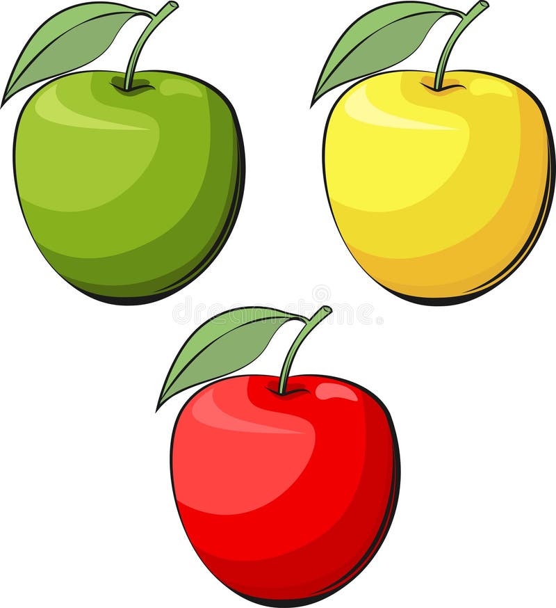 Apple Vector Illustration. Yellow, Green and Red Apple. Food ... Apple Vector Illustration. Yellow, Green and Red Apple. Food ...