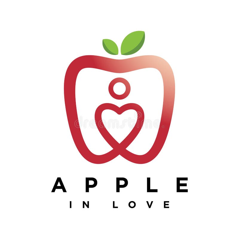 Apple Vector Logo with Abstract Heart Stock Vector - Illustration of ...