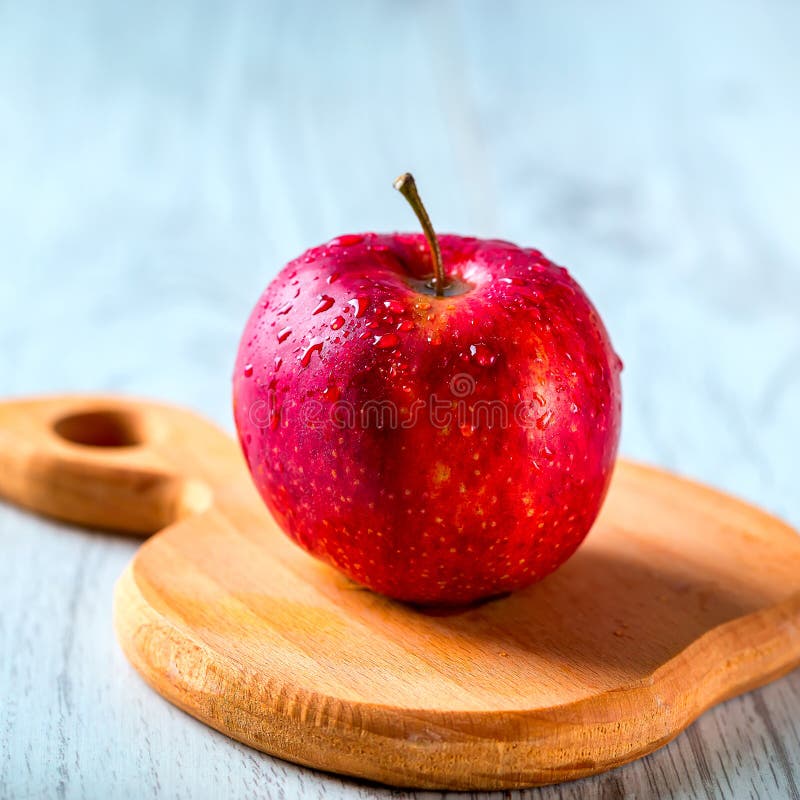 Apple Vermelho Na Placa De Madeira Foto de Stock - Imagem de ...