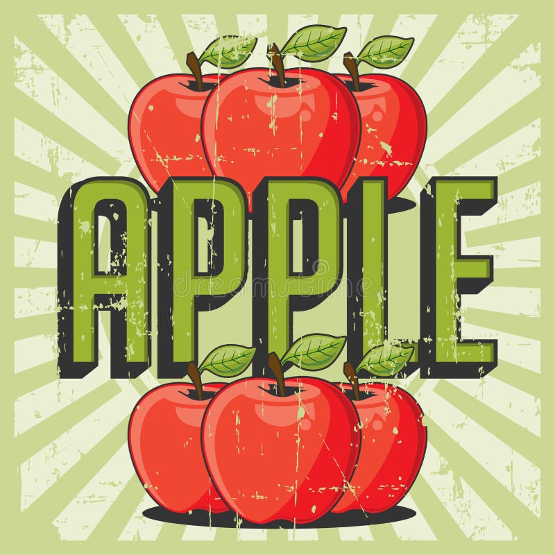Apple Vintage Retro Signage Vector Stock Vector - Illustration of food ...