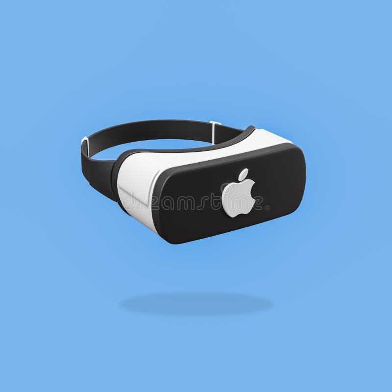 Apple VR Virtual Reality Headset on Blue Background Editorial Image ...