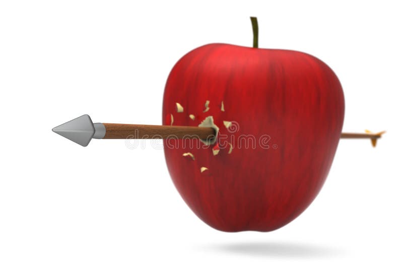 Apple was hit by arrow stock illustration. Illustration of impale ...