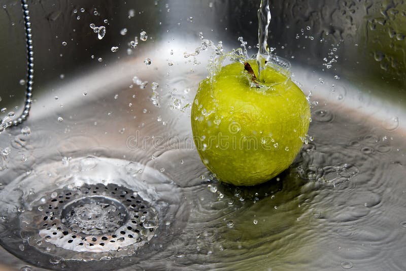 Apple wash stock photo. Image of wash, green, metal, clear - 5275114
