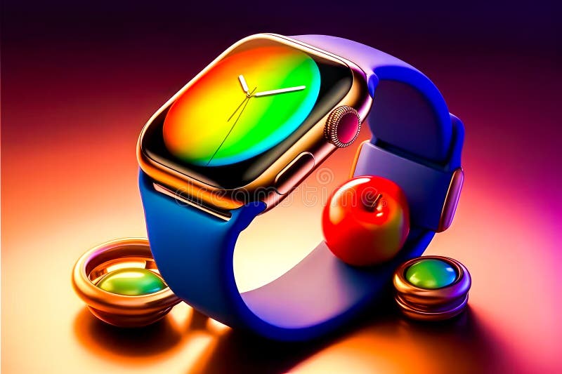 Apple and Watch Sitting on Top of Each Other on Table. Generative AI ...