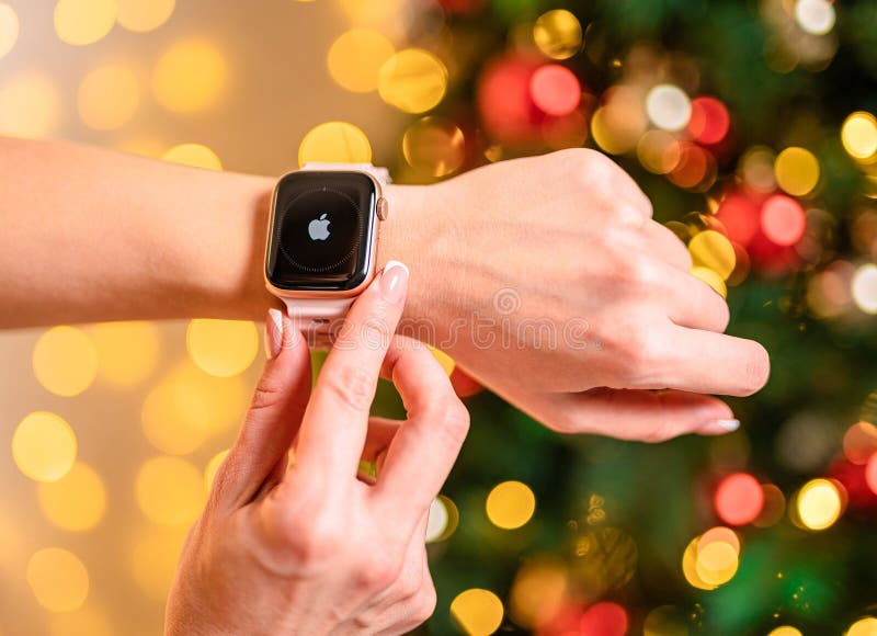 Apple Watch on the Wrist of a Woman Editorial Image - Image of logo ...
