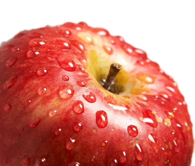 Red apple with water drops stock image. Image of fresh - 8319175