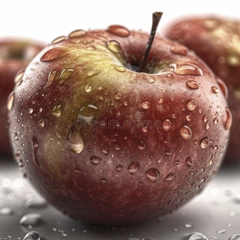Apple with Water Drops, Created with Generative AI Stock Illustration ...