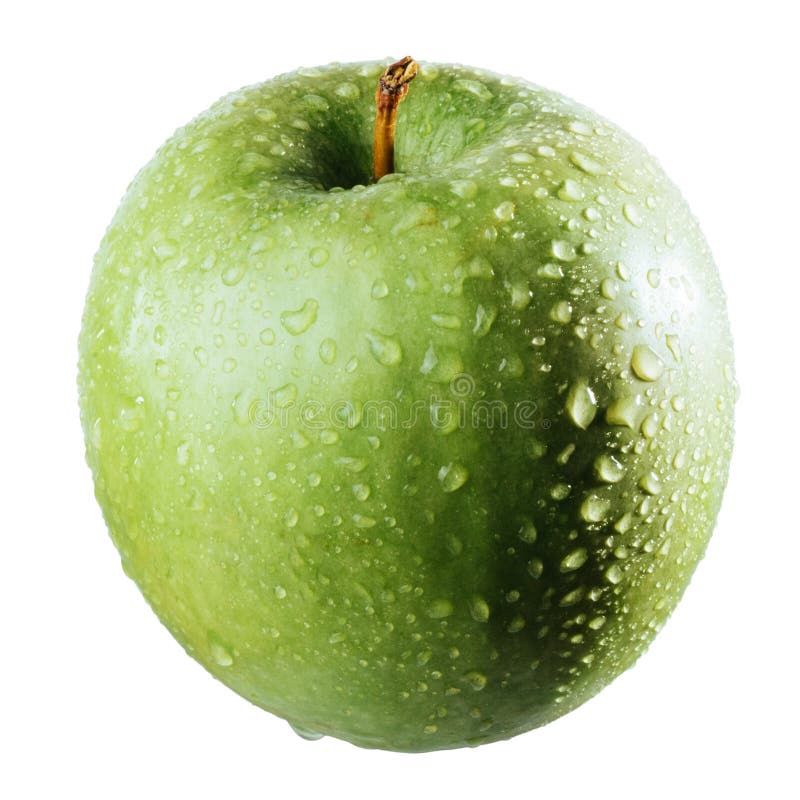 Apple with Water Drops Isolated on White. Stock Image - Image of drop ...