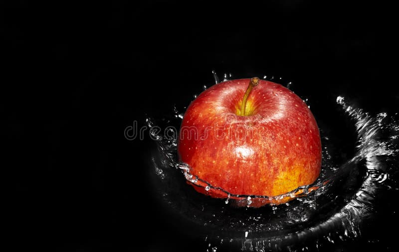 Apple in water splash stock image. Image of falling, ripe - 17719825