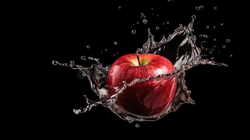 An apple in a water splash stock photo. Image of light - 349439022