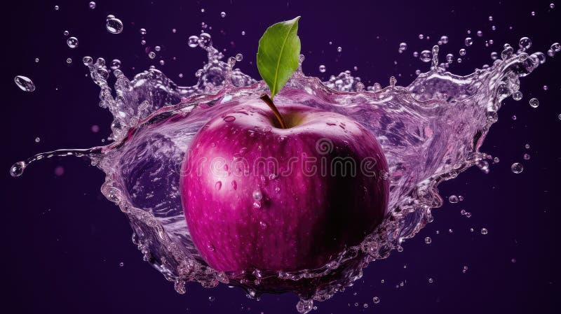 An apple in a water splash stock image. Image of smooth - 349439283