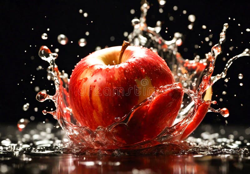 Apple and water splash stock illustration. Illustration of freshness ...