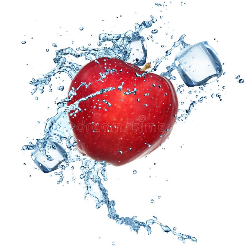 Apple with water splash stock photo. Image of table, food - 32456318