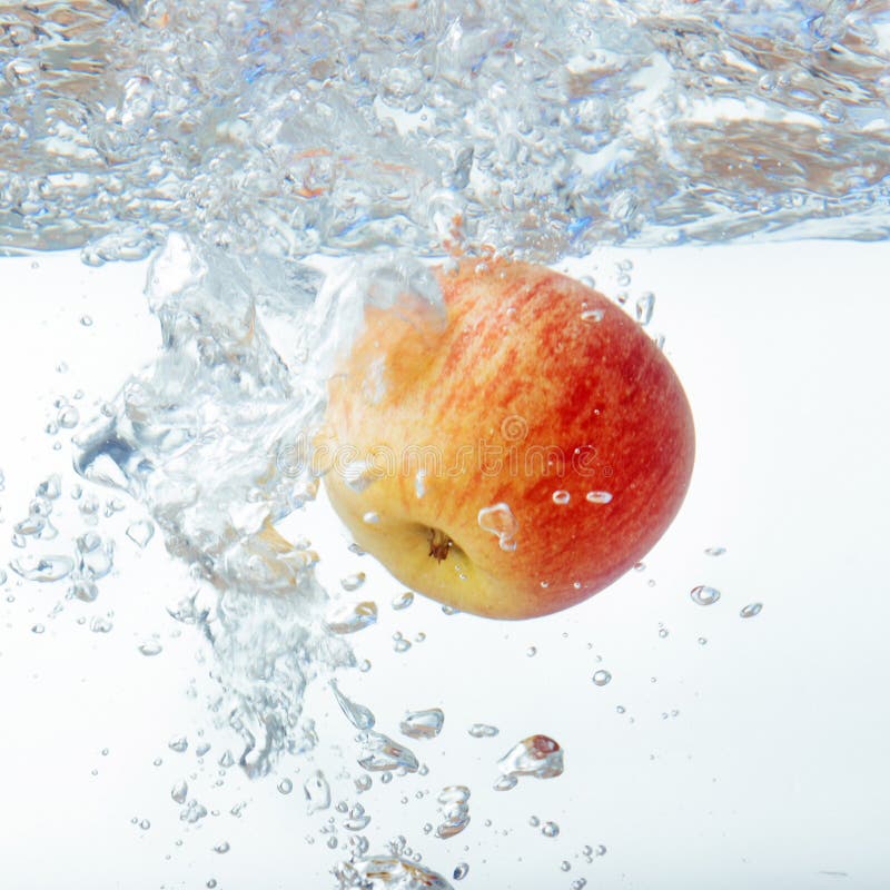 Apple in Water on a White Background Stock Image - Image of life, fruit ...