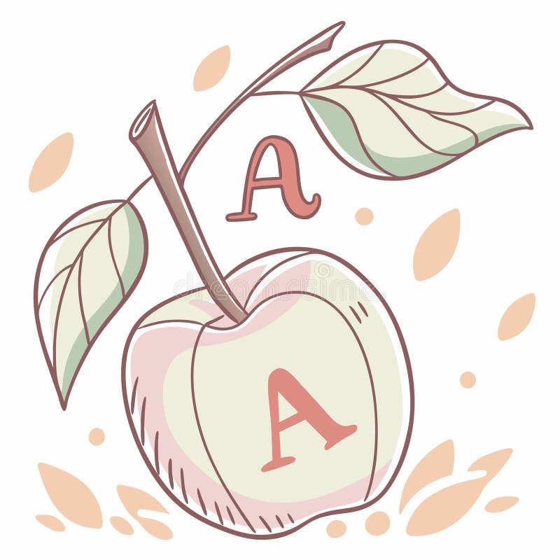 A for Apple Watercolor Picture with Text Stock Vector - Illustration of ...