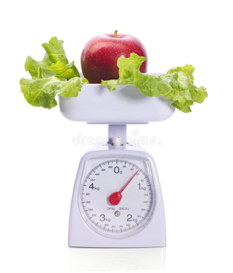 Weight-scales, Measure, Apple and Bottle with Aqua Stock Image - Image ...