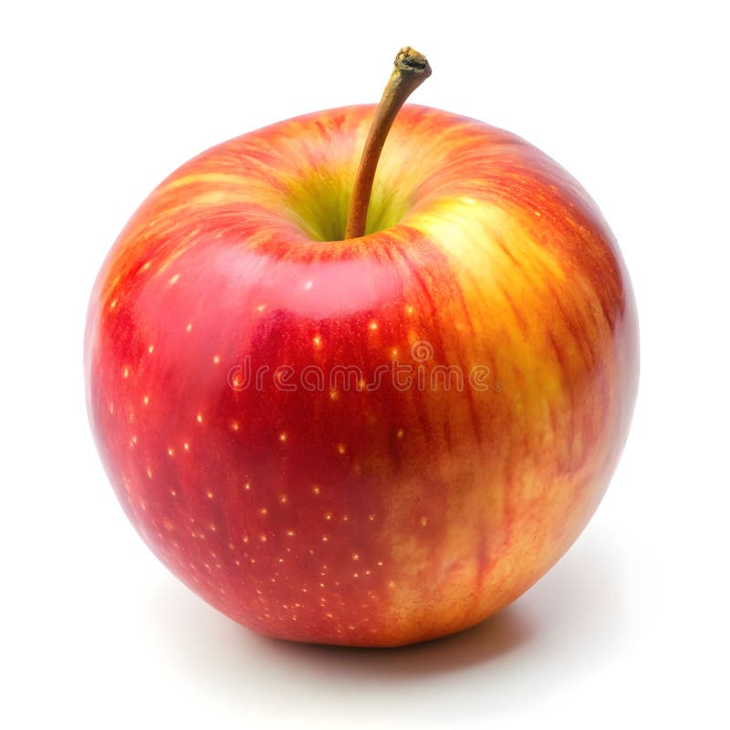 A Fresh, Red Apple Sits Prominently Against a Stark White Background ...