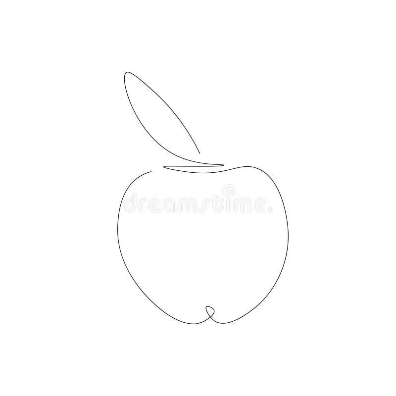 Apple One Line Drawing on White Background Vector Stock Vector ...