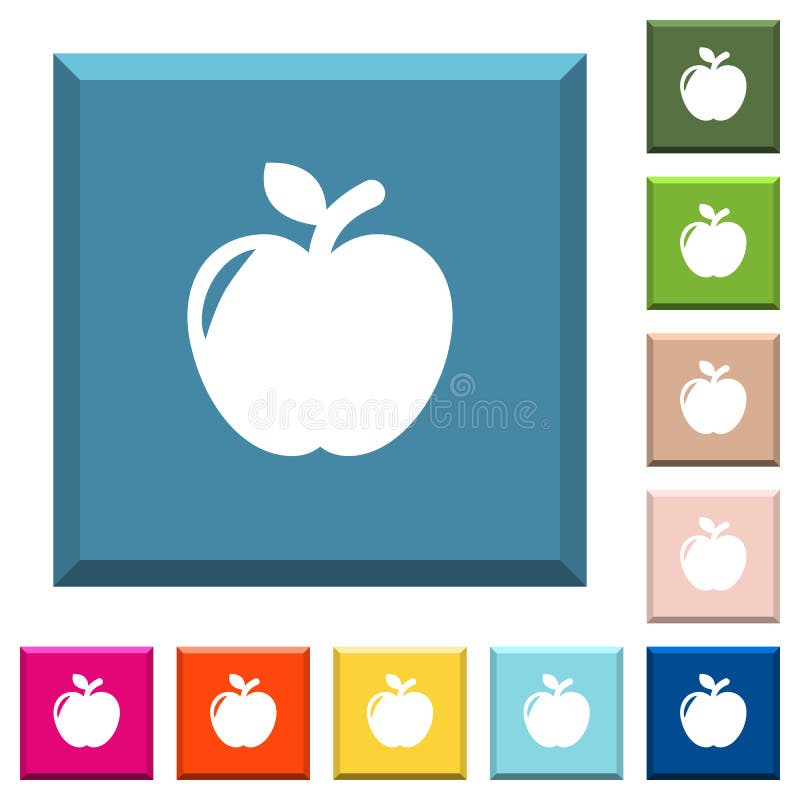 Apple White Icons on Edged Square Buttons Stock Vector - Illustration ...