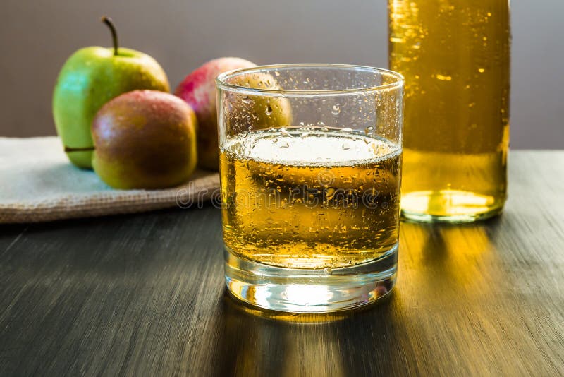 Apple Wine Glass, Apples, Bottle of Cider Stock Photo - Image of ...