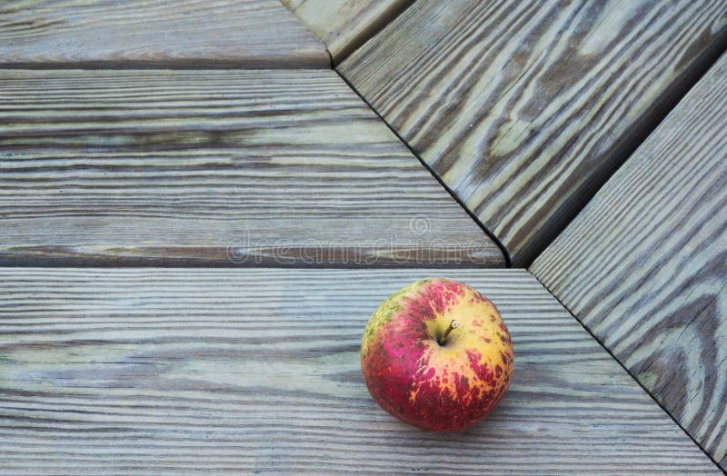 Apple on a Wooden Bench stock image. Image of fruit, seasonal - 27326159