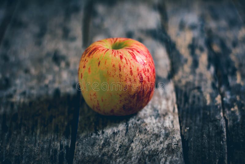 Apple on wooden table stock image. Image of ripe, healthy - 94613513