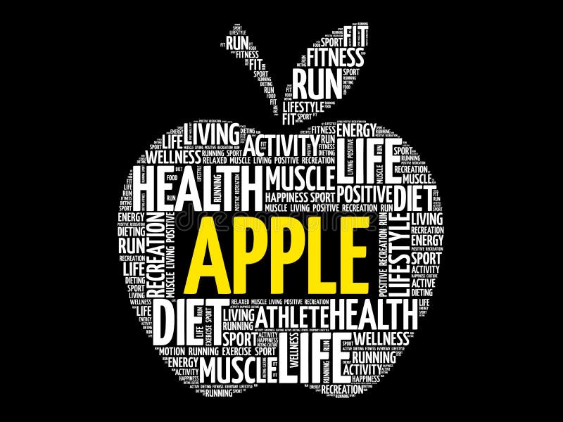 Apple word cloud stock illustration. Illustration of healthcare - 200004007