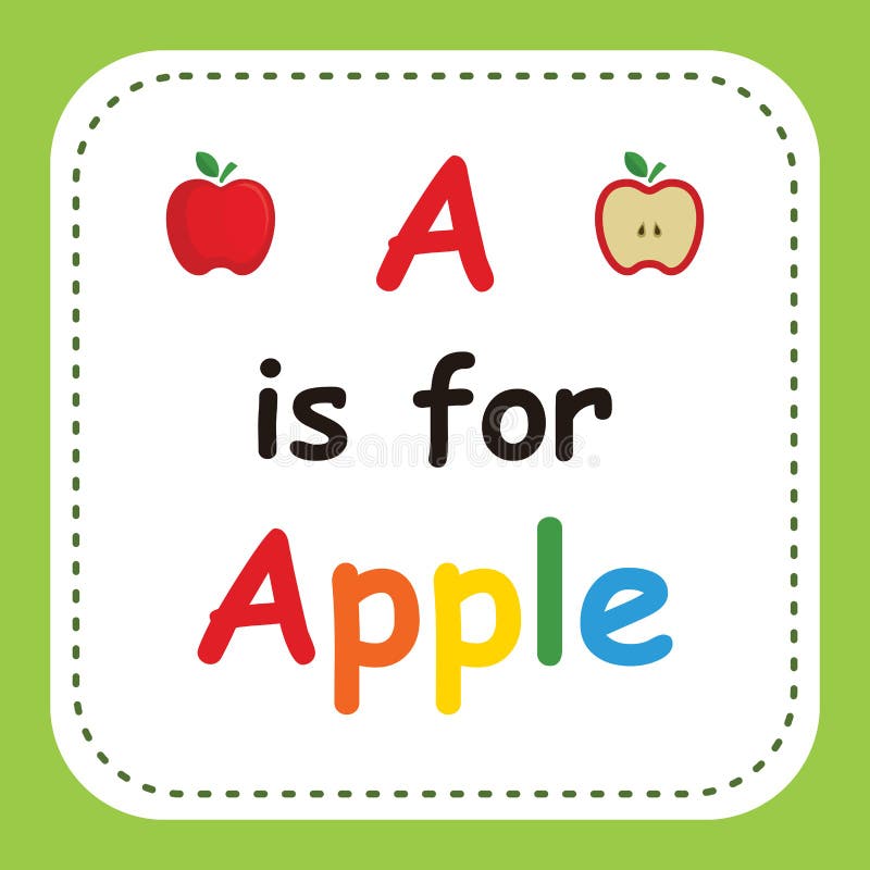 Alphabet a is for Apple Worksheet for Kindergarten Vector Illustration ...