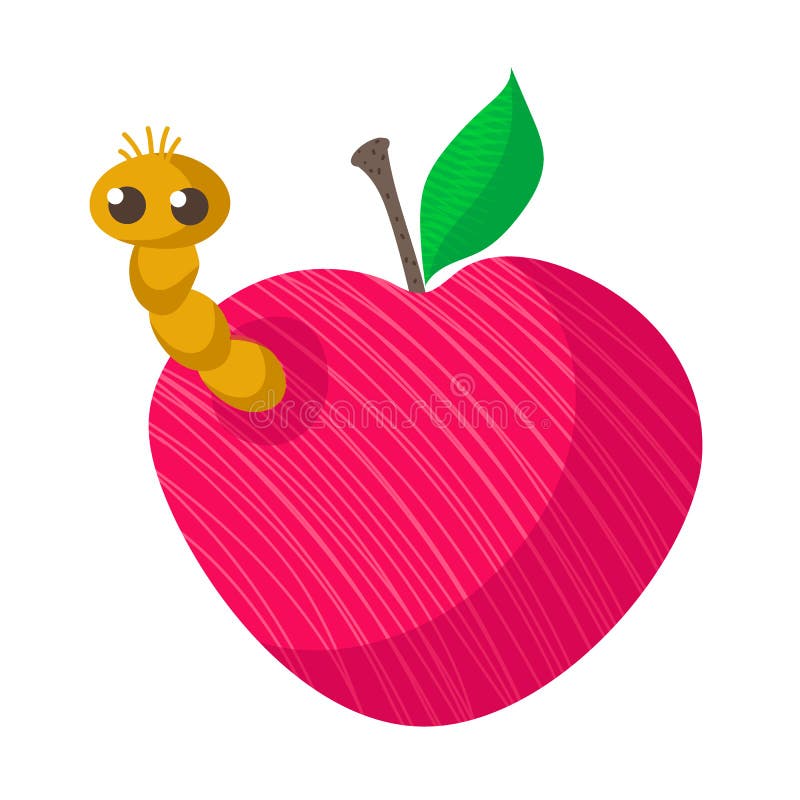 Apple with worm stock vector. Illustration of insect, nature - 7040103