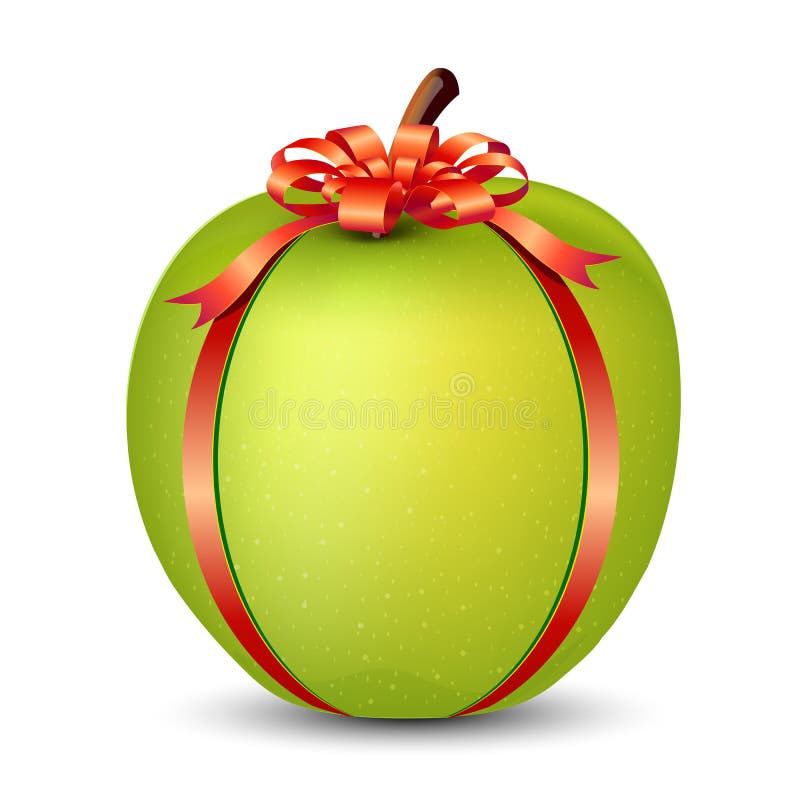 Apple And Green Ribbon Illustration Design Stock Illustration ...