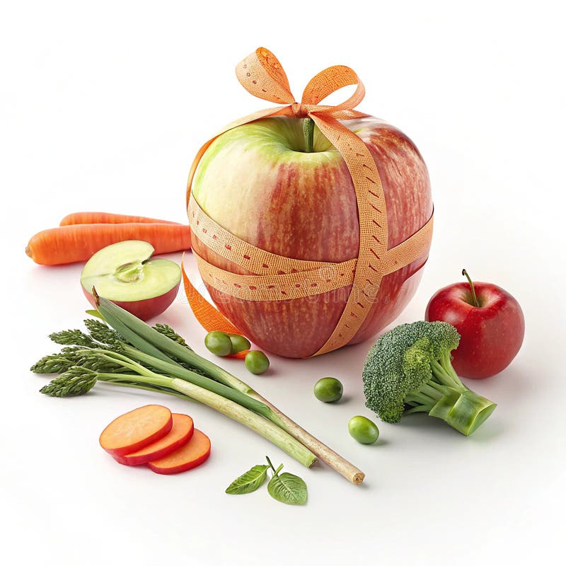 Apple Wrapped with the Temple Line is Surrounded by Vegetables on an ...