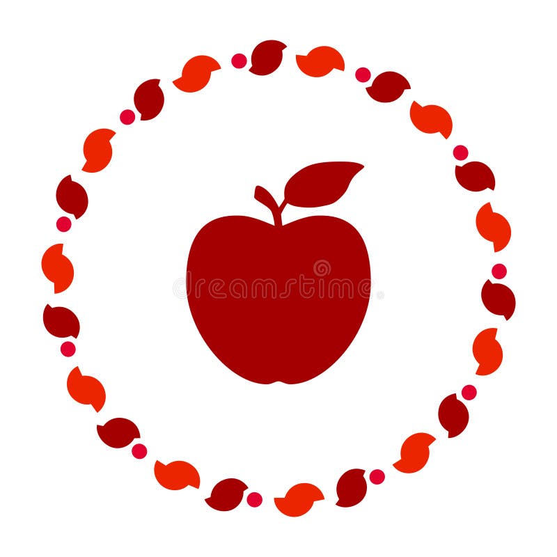Apple and wreath stock vector. Illustration of floral - 151492300