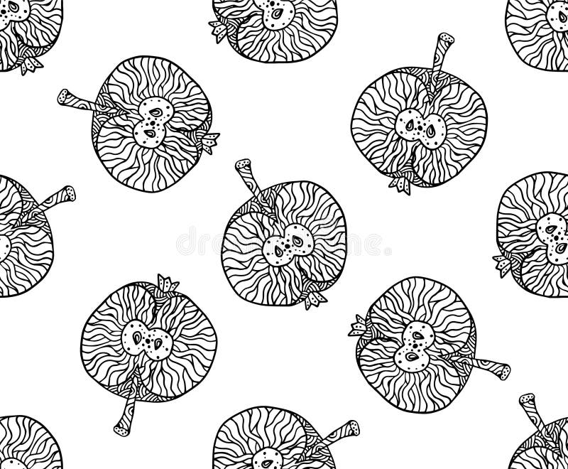 Apple Zentangle. Vector Illustration, Isolated White Lines on Dark ...