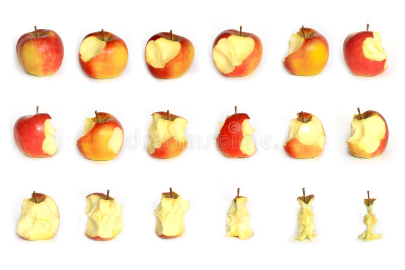 Reihenfolge Des Gegessenen Apfels Stockbild - Bild von nahrung ...