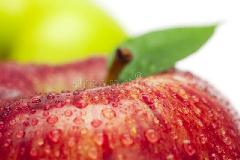 Apple with Water Drops Against Stock Image - Image of objects ...