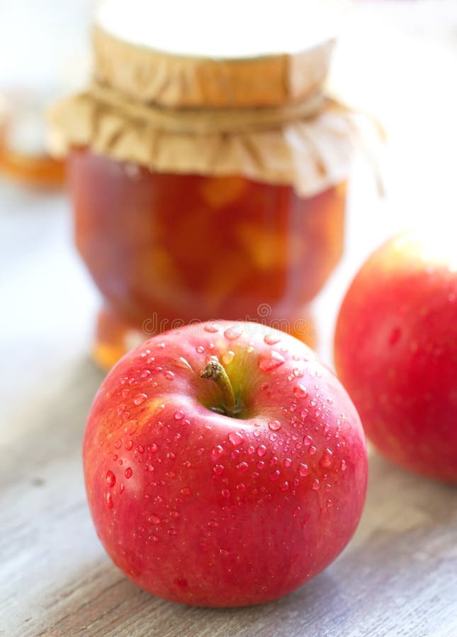 Apples and apple jam stock image. Image of preservation - 52162009
