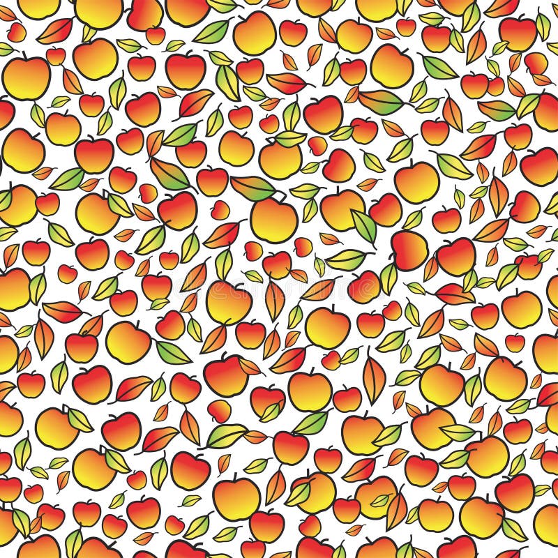 Apples in Autumn, Vector Seamless Pattern. Stock Vector - Illustration ...