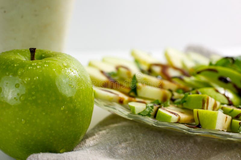 Apples and basil salad stock image. Image of mixture - 58714443