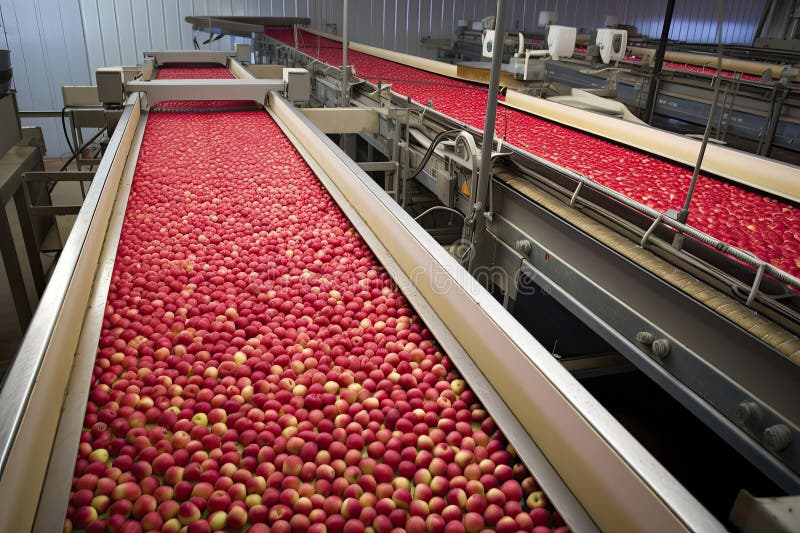 Apples Being Graded in Fruit Processing and Packaging Plant Stock ...