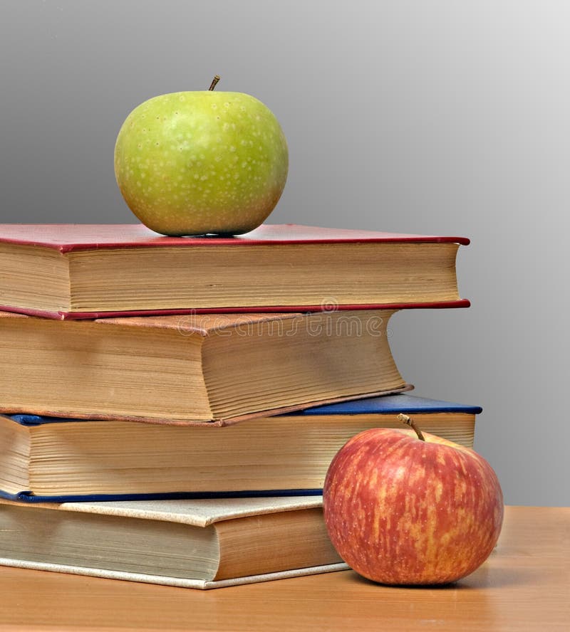 Red apples and book stock photo. Image of leaf, classroom - 16503014